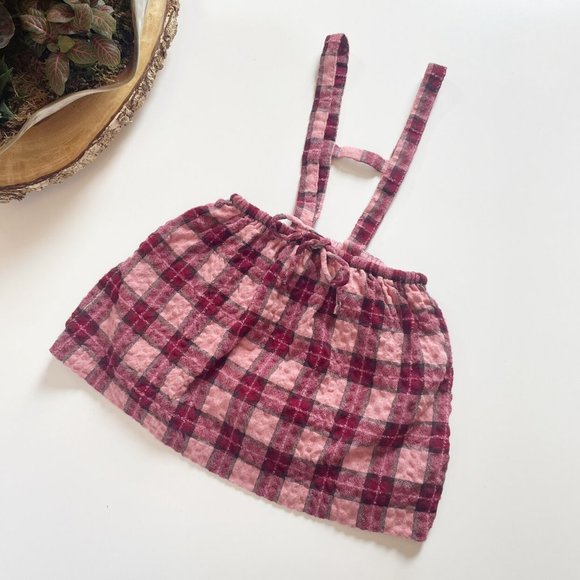 Zara | Bottoms | Zara Pink Plaid Suspender Skirt 45 | Poshmark